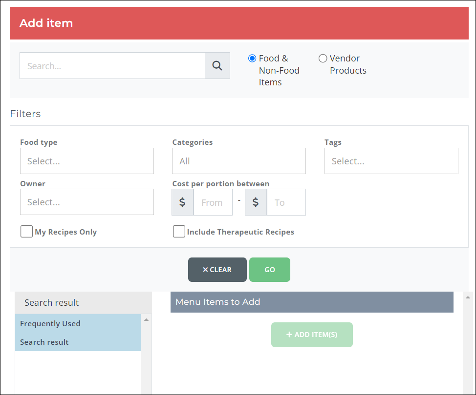 Adding Items to a Menu – MealSuite