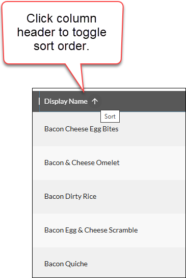 Opening and Customizing Your Recipe List (via the Recipes Listing ...