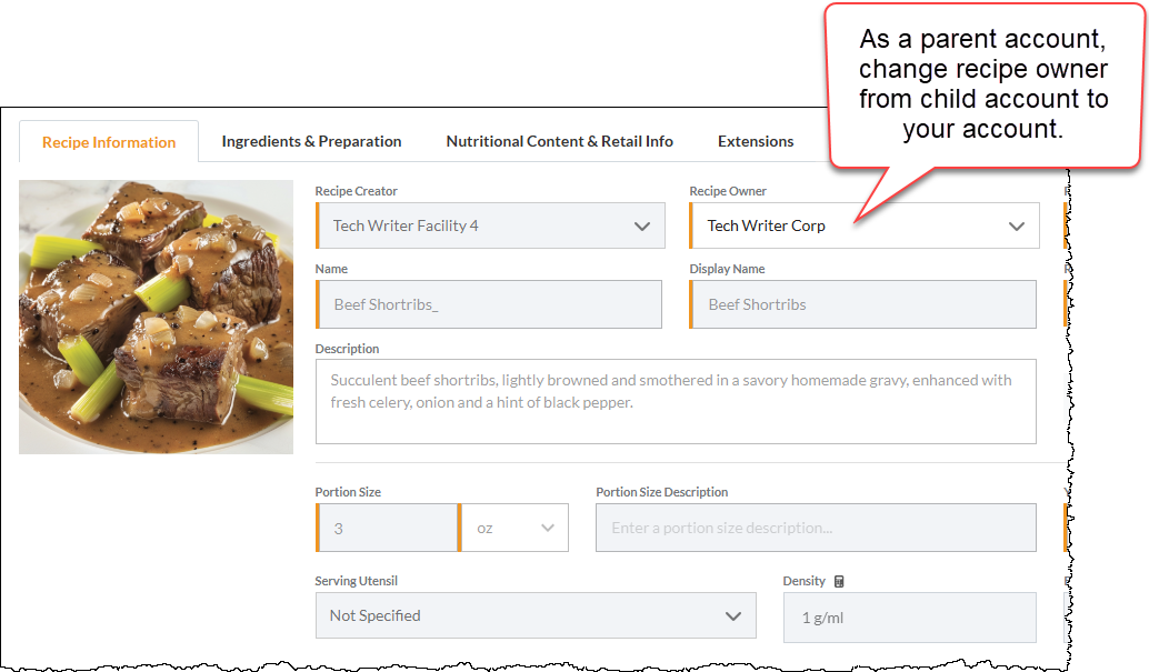 Changing Recipe Ownership from Child Account to Parent Account – MealSuite