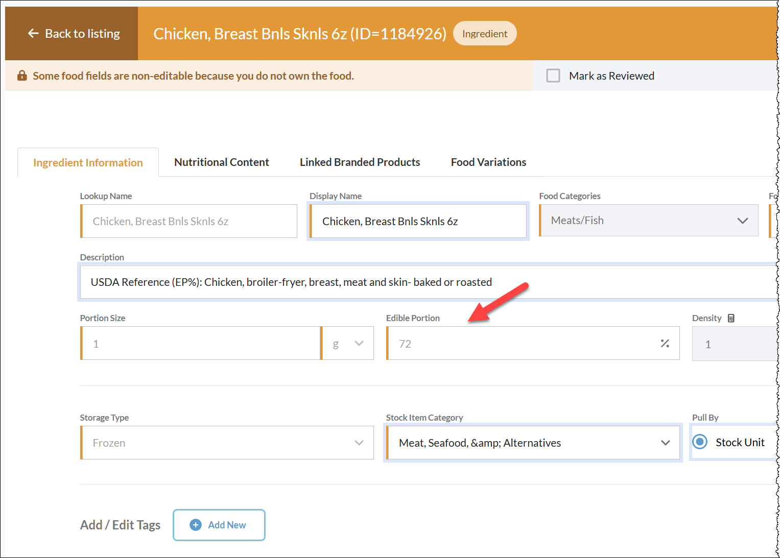 Edible Portion (EP) of Food Item – MealSuite