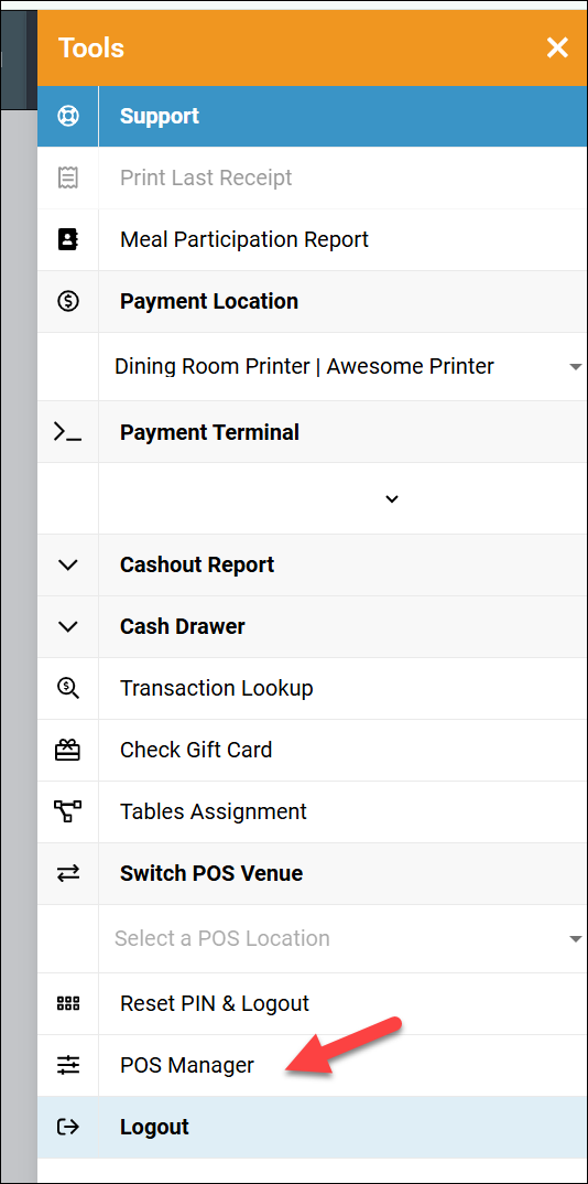 POS - Dashboard Screen & Reports (via the POS Manager Module) – MealSuite