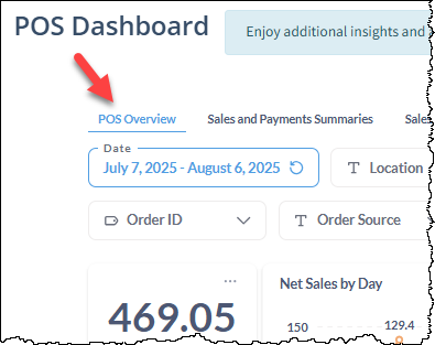 POS - Dashboard Screen & Reports (via the POS Manager Module) – MealSuite