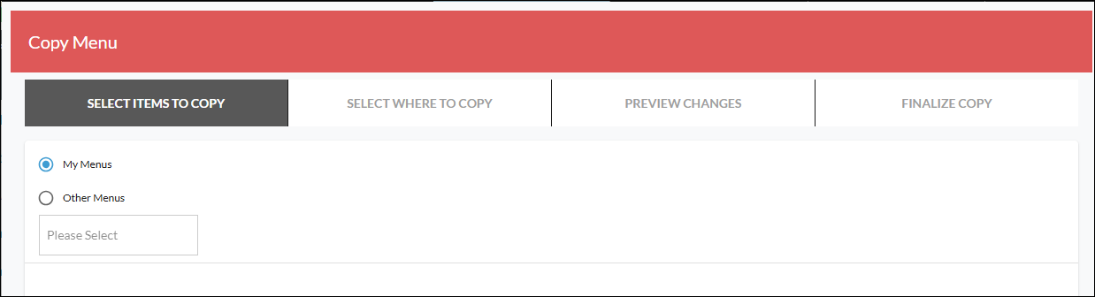 Copying Menu Items to Another Menu – MealSuite