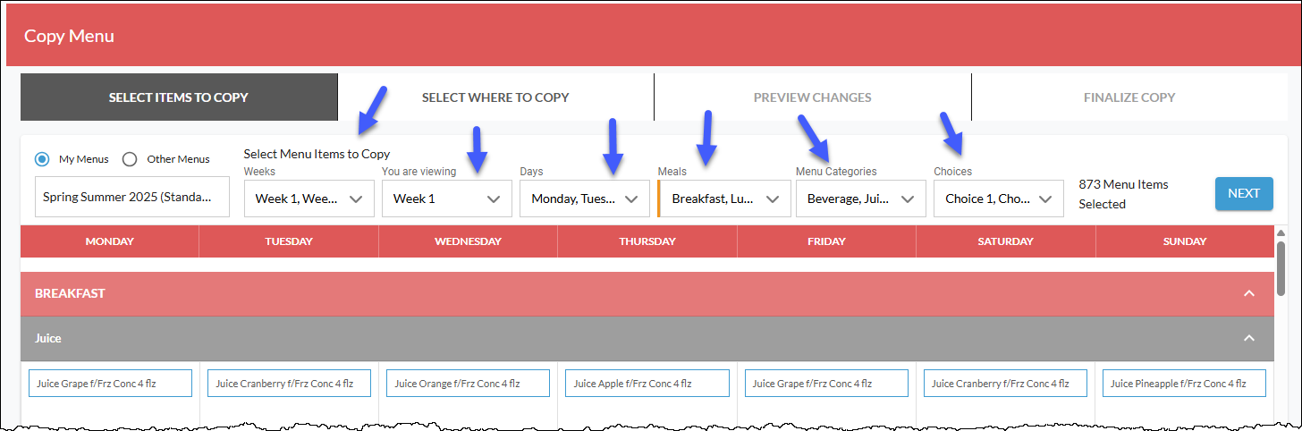Copying Menu Items to Another Menu – MealSuite