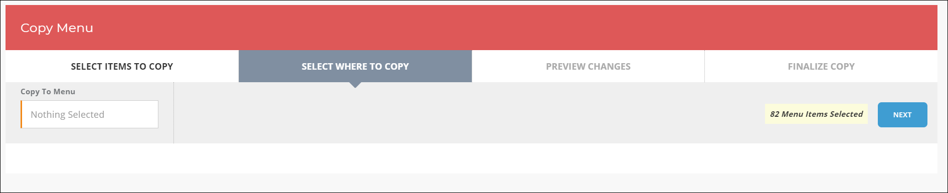 Copying Menu Items to Another Menu – MealSuite