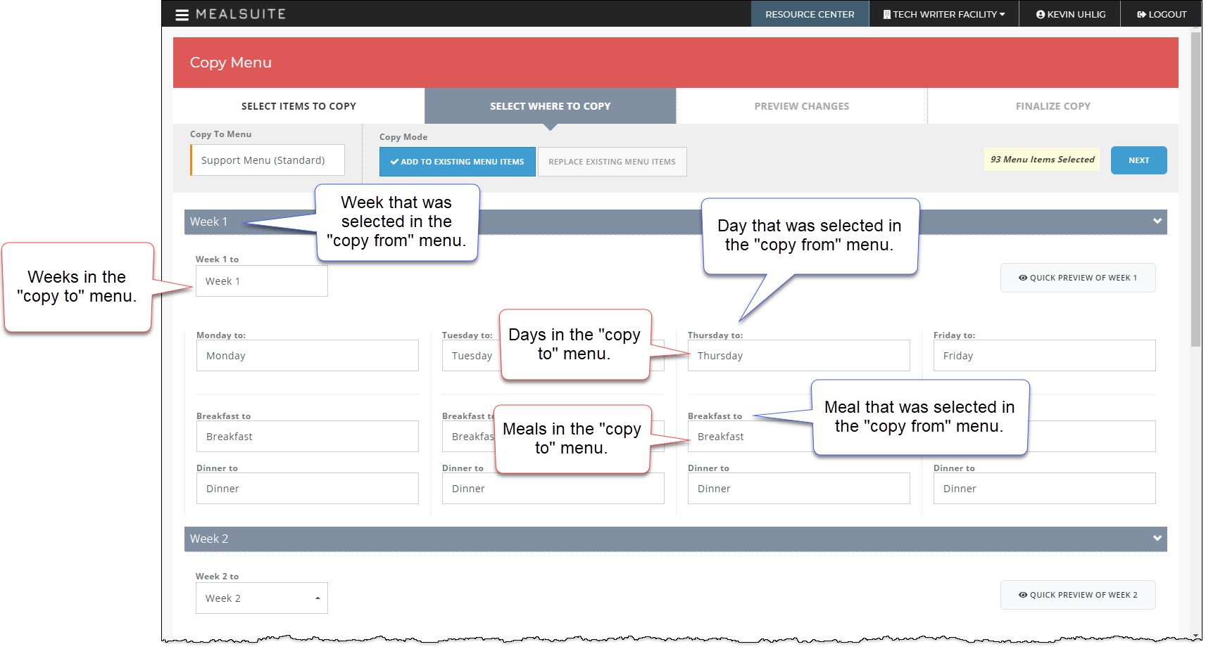 Copying Menu Items to Another Menu – MealSuite