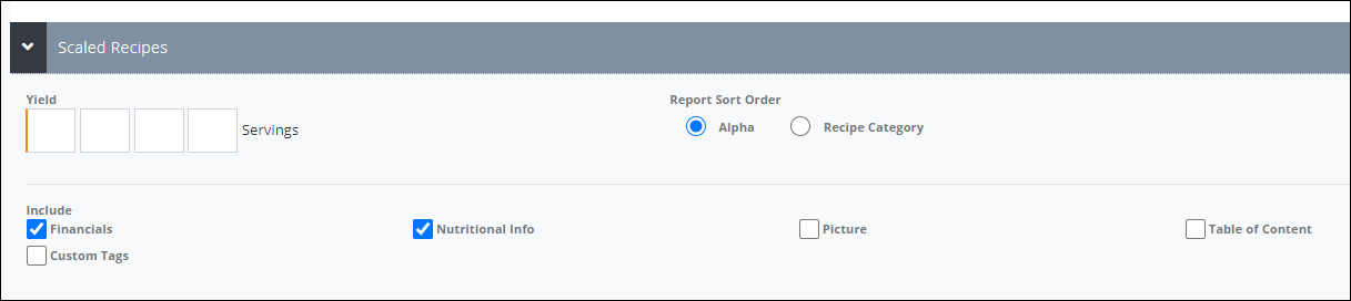 Scaled Recipes Report (Recipes) – MealSuite