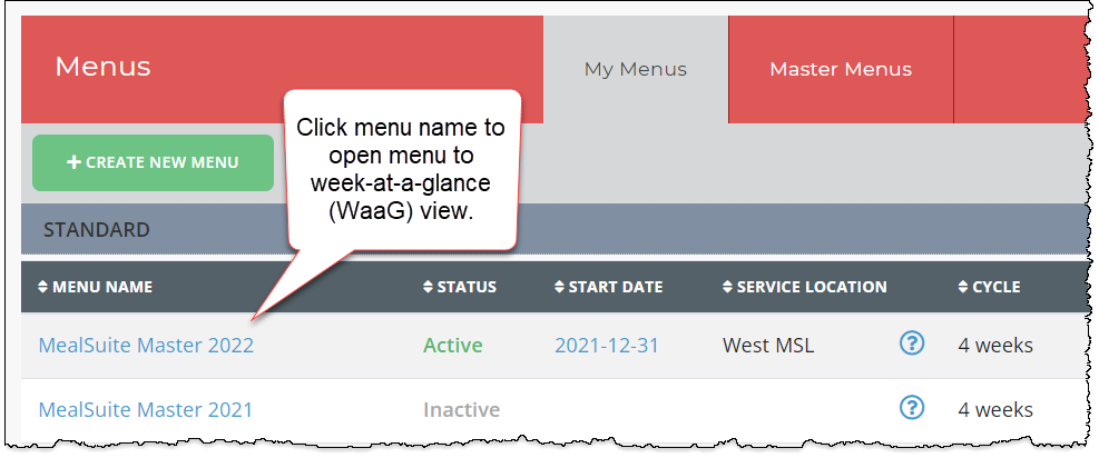 Opening a Menu – MealSuite