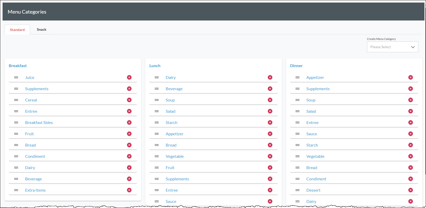 Menu Categories – MealSuite