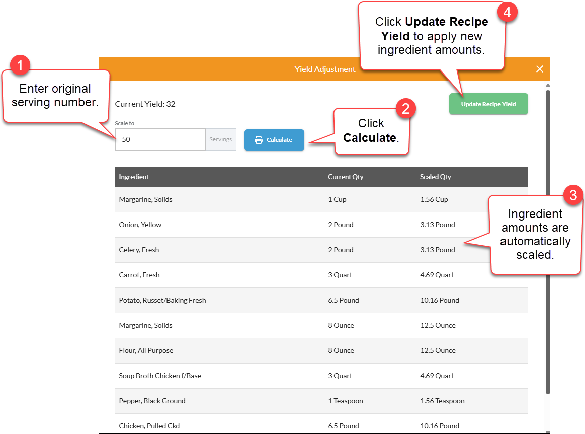Adjusting Portion Size of Recipe and Automatically Calculating New ...