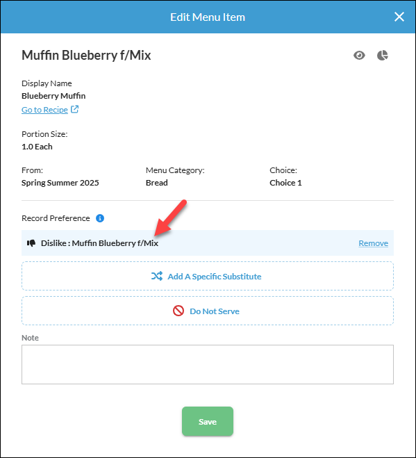 Tagging/Untagging a Food as a "Dislike" Preference – MealSuite