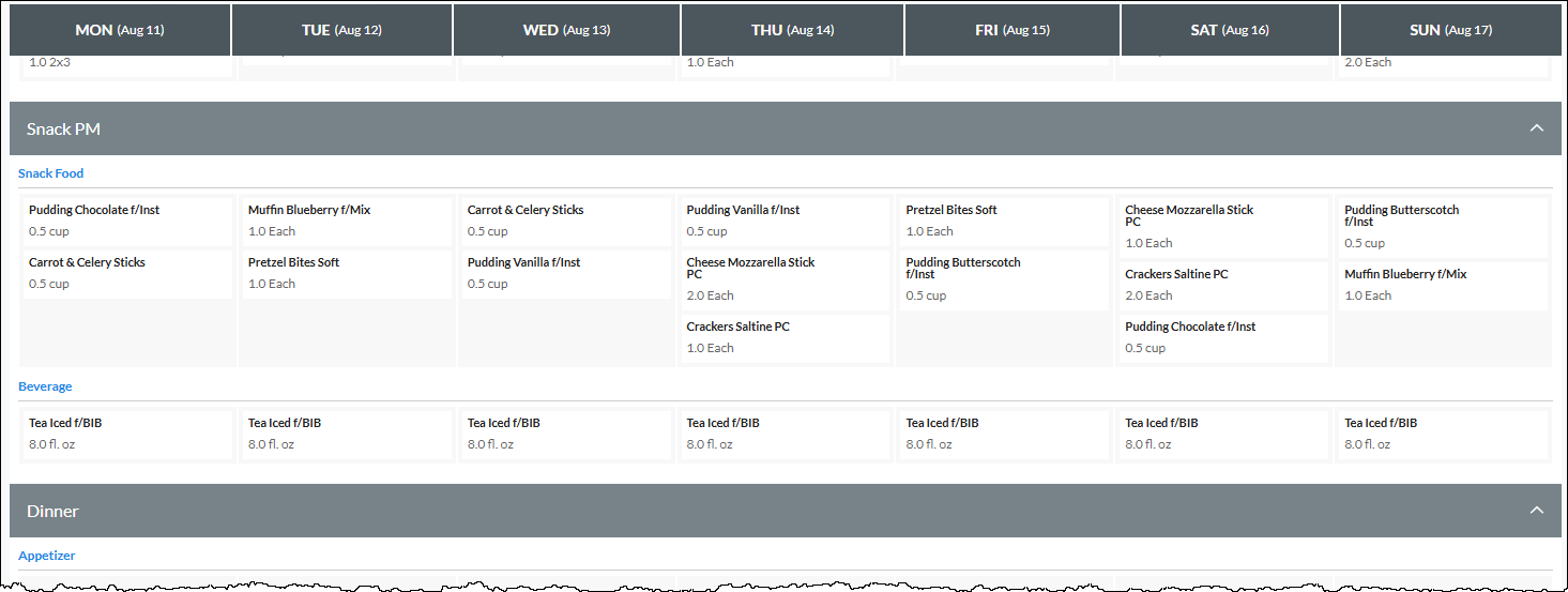 Opening a Personal Menu and Working in the Personal Menu Screen – MealSuite