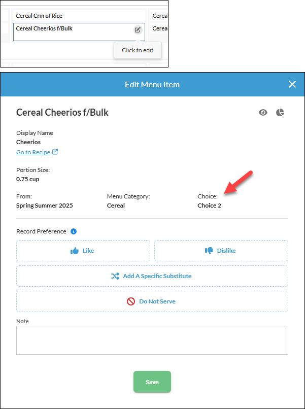 Opening a Personal Menu and Working in the Personal Menu Screen – MealSuite