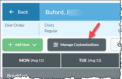 Opening a Personal Menu and Working in the Personal Menu Screen – MealSuite