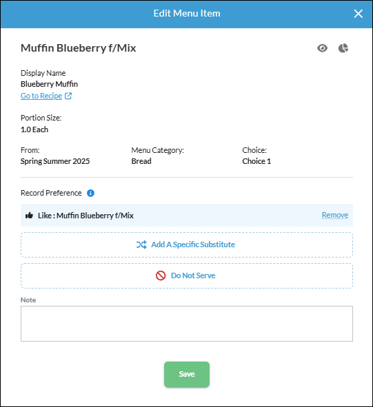 Tagging/Untagging a Food as a "Like" Preference – MealSuite