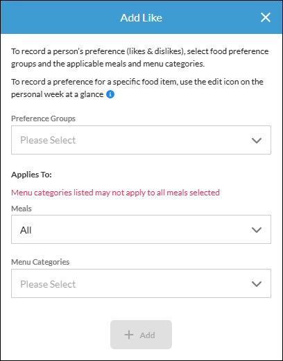 Tagging/Untagging a Food as a "Like" Preference – MealSuite