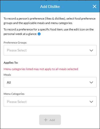 Tagging/Untagging a Food as a "Dislike" Preference – MealSuite