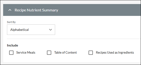 Recipe Nutrient Summary Report (Menus) – MealSuite