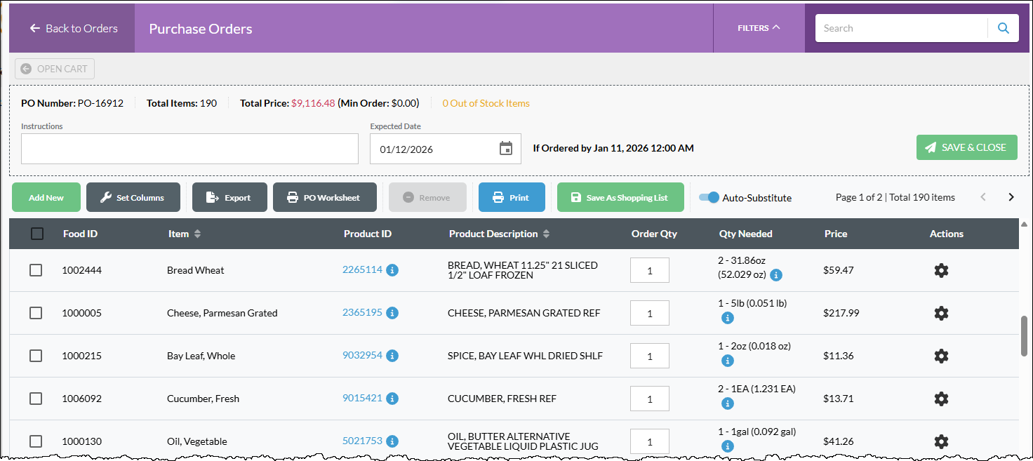 Submitting a Purchase Order (PO) – MealSuite