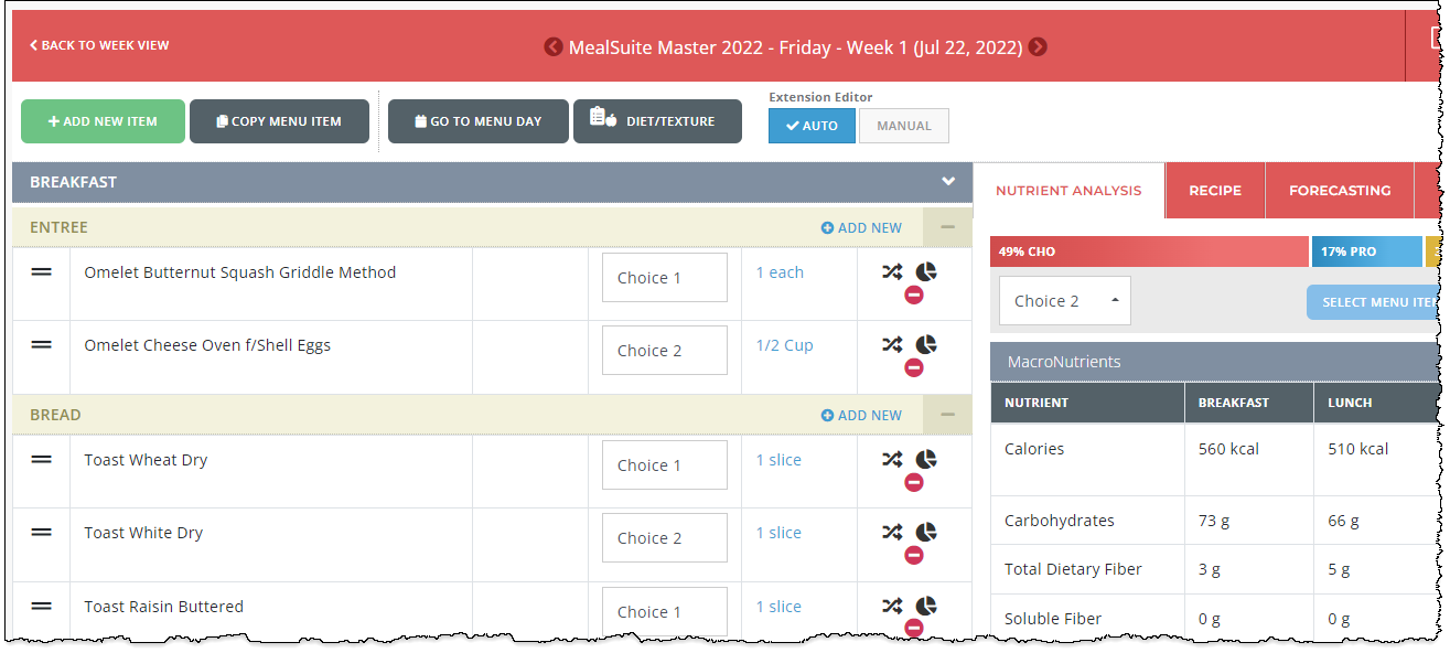 Replacing a Menu Item – MealSuite