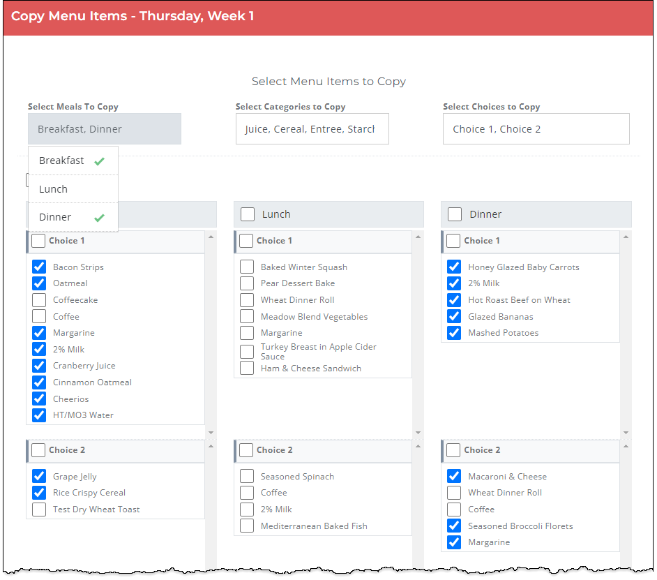 Copying Menu Items within Same Menu – MealSuite