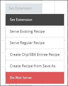Working in a Menu Item Extension Grid – MealSuite